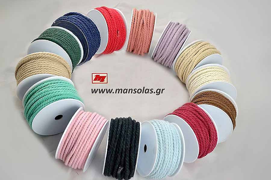 Κορδόνι βαμβακερό στριφτό 6 mm - Μανσόλας Σχοινιά - Σπαγγοι